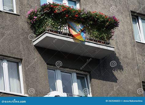 Flag Of Sexual Minorities Hanging On The Balcony In Gdynia Editorial