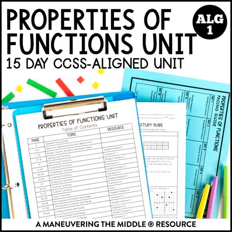 Properties Of Functions Unit Algebra 1 Ccss Maneuvering The Middle