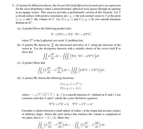 Solved Points In Diffraction Theory The Chegg