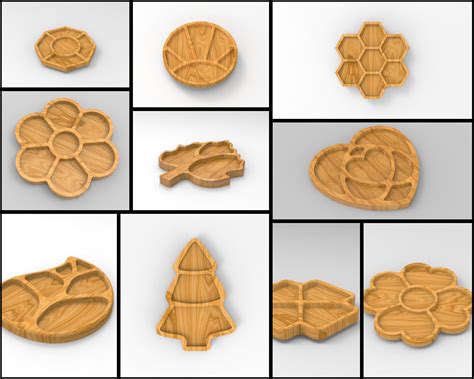📁 Serving Tray Pack Cnc Cut 3d Model File For Cnc Router Engraver Plate Carving Machine