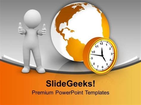 Man With Globe And Alarm Clock PowerPoint Templates Ppt Backgrounds For Slides