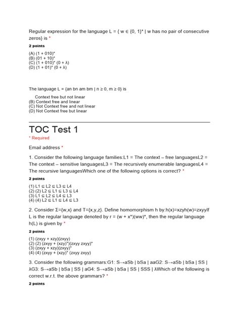 Toc Test Questions Pdf Theory Of Computation Syntax Logic
