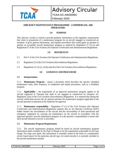 Aircraft Maintenance Programme Commercial Air Operators Pdf Aviation
