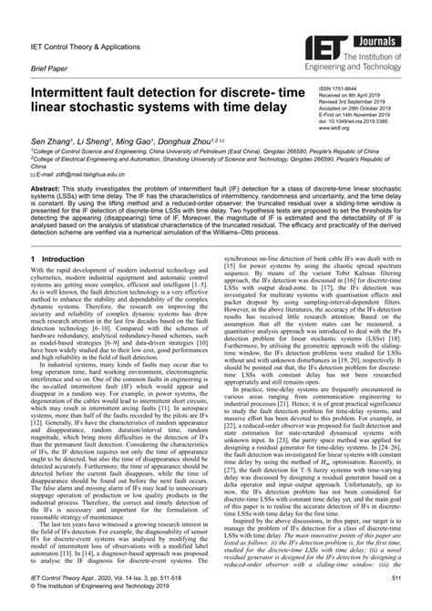 Intermittent Fault Detection For Discrete Time Linear Stochastic Systems With Time Delay
