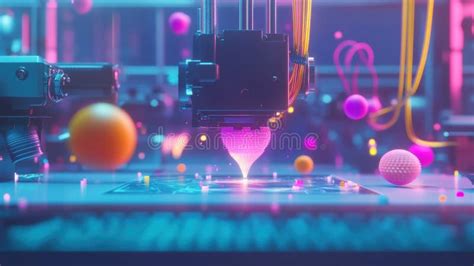 3d printer creating heart shape in futuristic laboratory setting stock