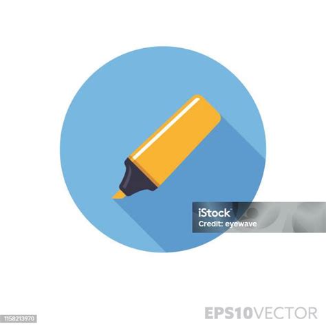 옐로우 하이라이터 플랫 디자인 롱 섀도우 컬러 벡터 아이콘 0명에 대한 스톡 벡터 아트 및 기타 이미지 0명 긴 그림자