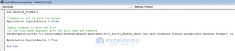 Excel Vba Save Workbook Without A Prompt With Easy Steps