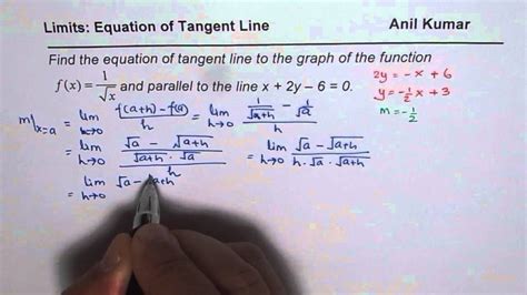 Find Equation Of Tangent Line To Reciprocal Squareroot Function