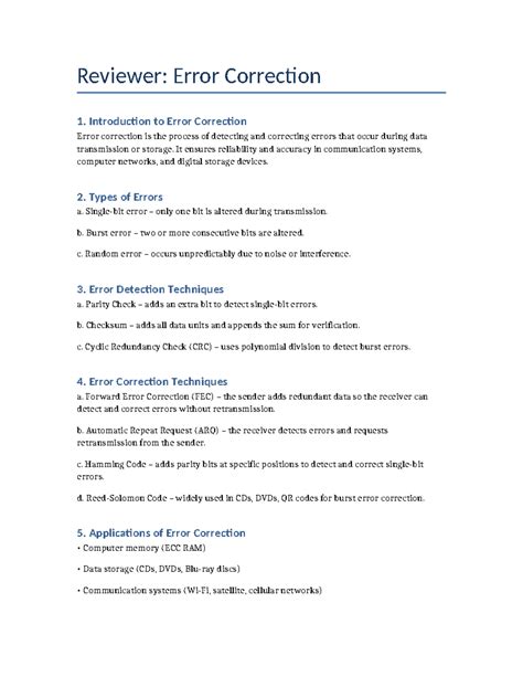 Error Correction Techniques A Comprehensive Review Studocu
