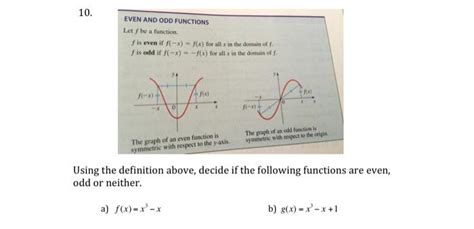Solved EVEN AND ODD FUNCTIONS Let F Be A Function F Is Even Chegg