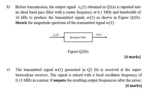 Solved B Before Transmission The Output Signal V T Chegg Com
