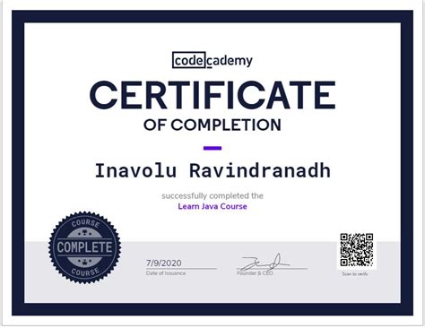 Inavolu Ravindranadh On Linkedin Codecademy Happylearning Java