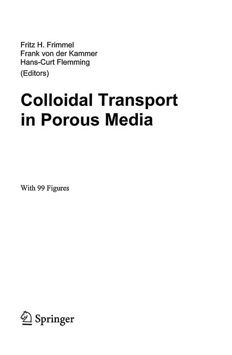 Pdf Colloidal Transport In Porous Media