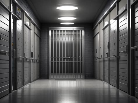 Premium Ai Image Behind Bars Prison Corridor Jail Cell And Open Metal Bars Scene 0