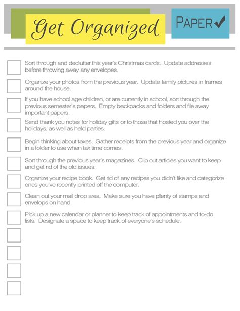 Get Organized In The New Year Checklist