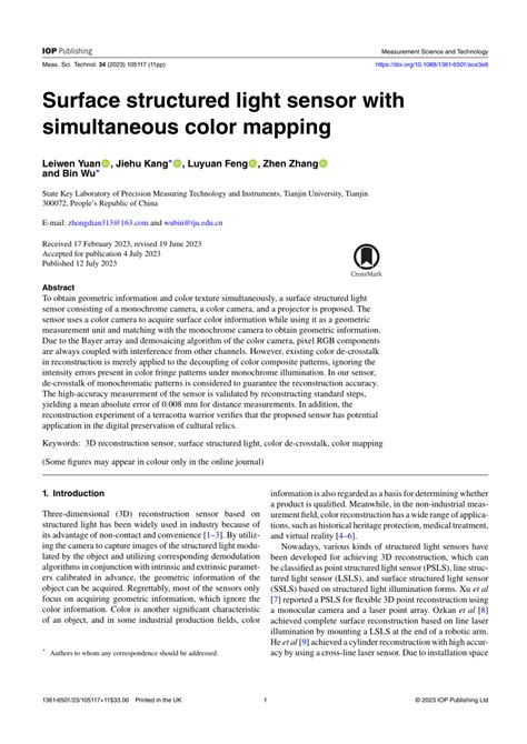 Surface Structured Light Sensor With Simultaneous Color Mapping