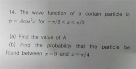 Solved The Wave Function Of A Certain Particle Is A Chegg