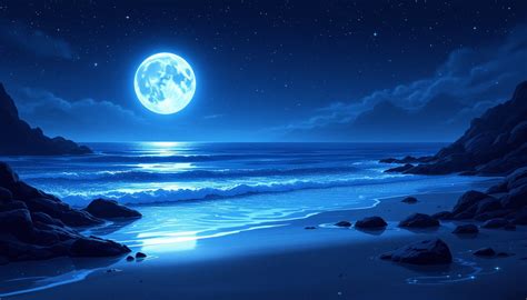 Free Moonlit Ocean Serenity Image Moonlight Ocean Beach Download