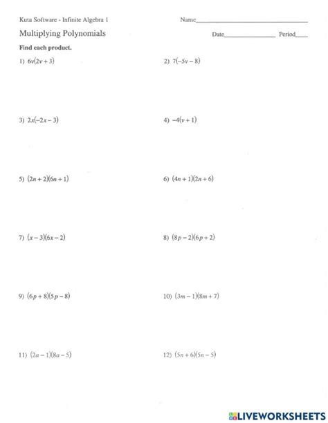Multiplication Of Polynomials Worksheets Printable Worksheets