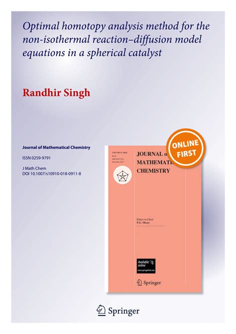 Pdf Optimal Homotopy Analysis Method For The Non Isothermal Reaction