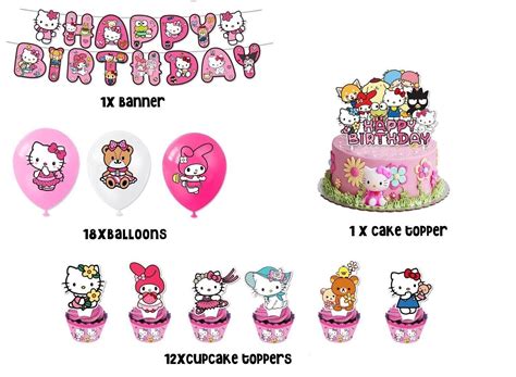Hello Kitty And Friends Birthday Party Decora Supplies，balloon Banner