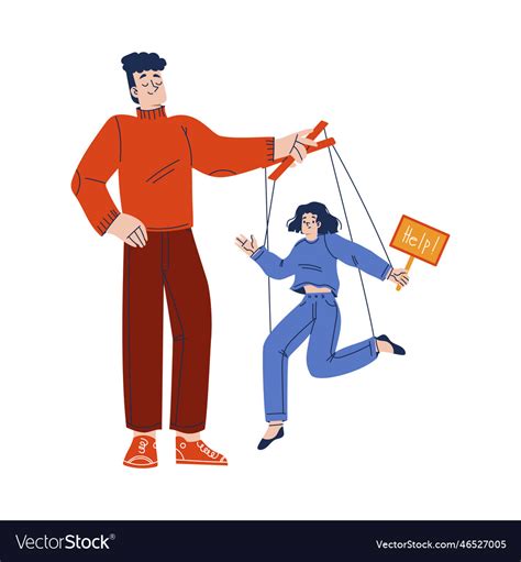 Man Pulling Rope Or Strings With Woman Hanging Vector Image