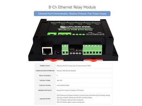 modbus poe eth relay 8 ch ethernet relay module supports sending modbus