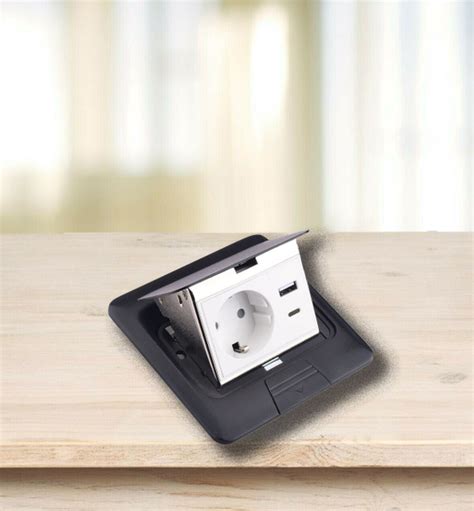 Выдвижная встраиваемая розетка в пол 1 розетка Usb Type C Черный купить по низкой цене