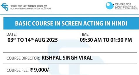 Basic Course In Screen Acting Theatre Workshop By Ftii