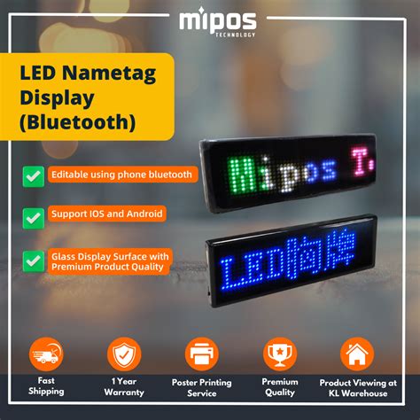 Mini LED Signage Signboard Digital Programmable Bluetooth LED Nametag Rechargeable