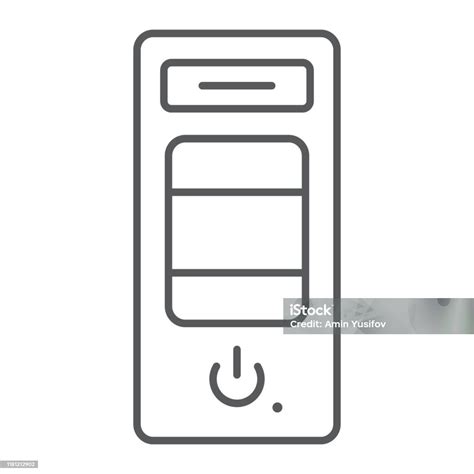 시스템 단위 얇은 라인 아이콘 하드웨어 및 장치 컴퓨터 기호에 대한 케이스 벡터 그래픽 흰색 배경에 선형 패턴 0명에 대한 스톡 벡터 아트 및 기타 이미지 Istock