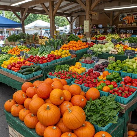A Bustling Farmer S Market Stall Features A Vibrant Array Of Fresh