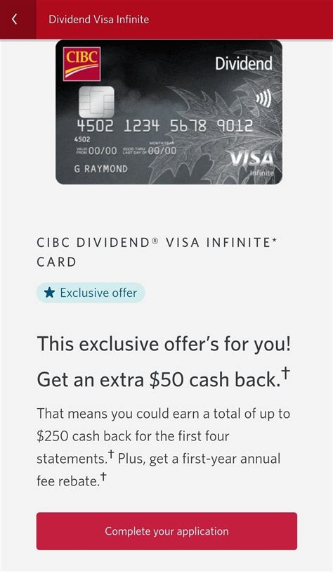 CIBC YMMV CIBC Dividend Visa Infinite 250 Cashback RedFlagDeals Com Forums