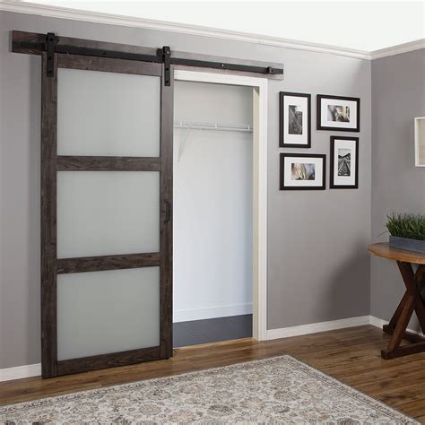 Erias Home Designs Continental Frosted Glass 1 Panel Ironage Laminate Interior Barn Door Wayfair