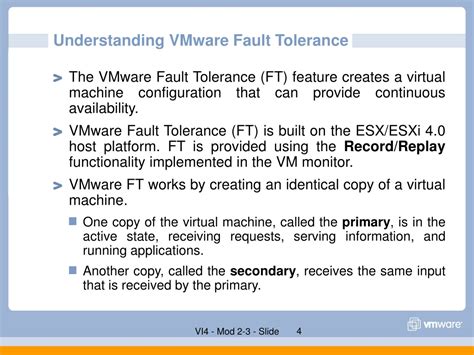 ppt vmware fault tolerance for continuous availability powerpoint