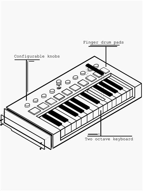 Midi Keyboard Blue Prints Design Sticker For Sale By Casper Art