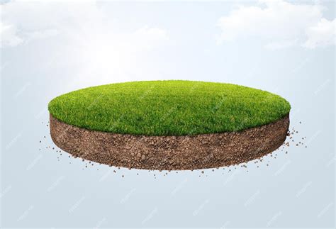 Premium Photo Green Grass Surface And Soil With Floating Slice Of