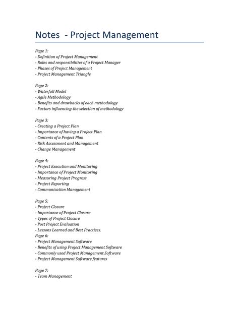 Lecture Notes Project Management Notes Project Management Page 1