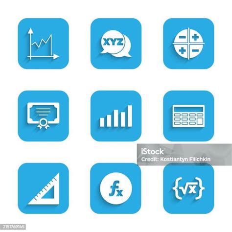 그래프 일정 차트 다이어그램 함수 수학 기호 X 글리프의 제곱근 계산기 삼각형 눈금자 인증서 템플릿 Xyz 좌표계 및 아이콘을