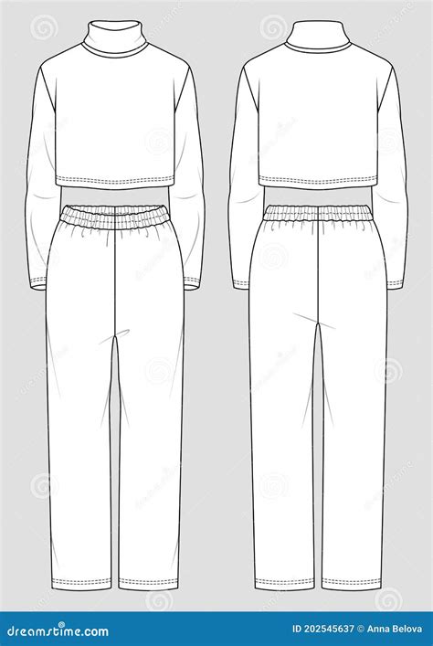 Crop Turtleneck And Straight Pants Stock Vector Illustration Of Blank Nightwear 202545637