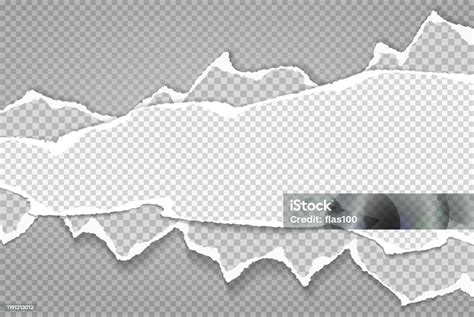 찢어진 흰색과 회색 현실적인 수평 종이 스트립 부드러운 그림자의 조각은 어두운 사각형 배경에 있습니다 벡터 일러스트레이션 0명에 대한 스톡 벡터 아트 및 기타 이미지