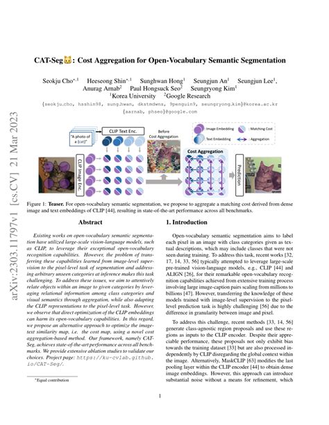 Pdf Cat Seg Cost Aggregation For Open Vocabulary Semantic Segmentation