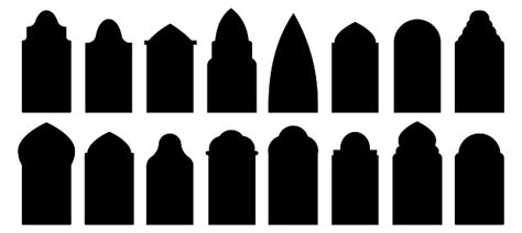 검은 이슬람 창 모양 복고풍 전통 아랍어 프레임 동양 터키 종교 실루엣 장식 모스크 돔 모양 스티커 괜찮은 벡터 세트 0명에 대한 스톡 벡터 아트 및 기타 이미지 Istock