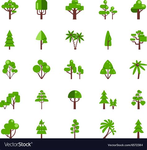 Tree Set Collection Royalty Free Vector Image VectorStock