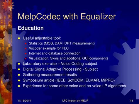PPT Linear Predictive Coding In Mixed Excitation Linear Predictive Coder MELP PowerPoint