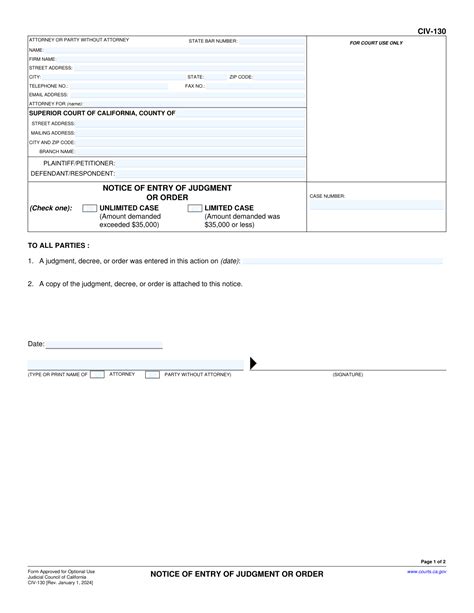 Form Civ 130 Notice Of Entry Of Judgment Or Order Instafill Pdf Filler