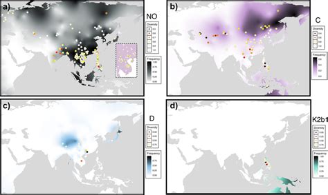 Spatial Frequency Distributions Of The Four Major East Asian