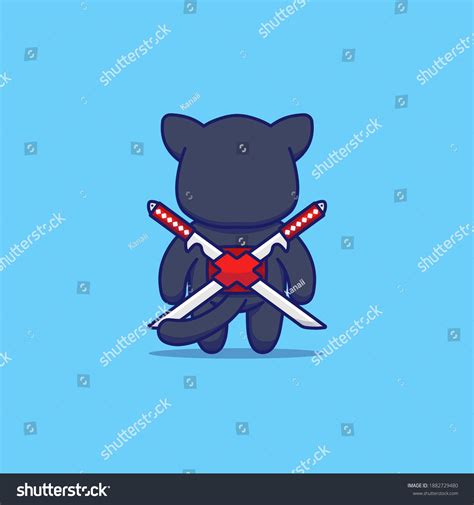 Cute Cat Ninja Costume Stock Vector Royalty Free 1882729480