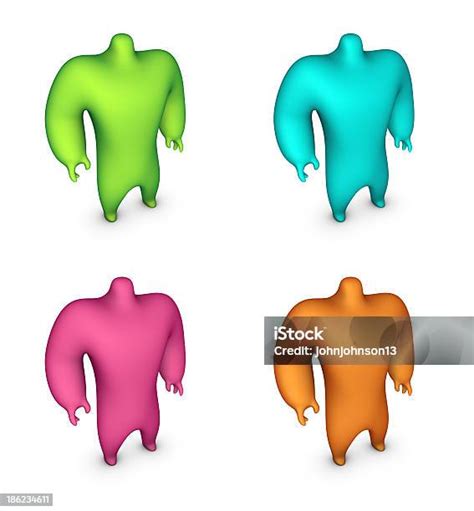 3 D 렌더링 축제를 4 다양한 색상이 인명별 귀여운에 대한 스톡 사진 및 기타 이미지 귀여운 녹색 디지털 생성 이미지 Istock