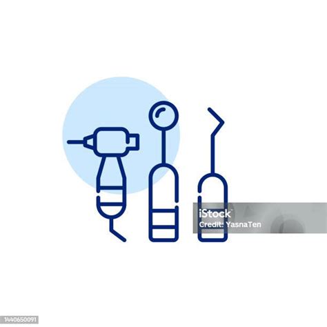 치과 의사 도구 거울 프로브 및 드릴 픽셀 완벽 편집 가능한 획 아이콘 건강 진단에 대한 스톡 벡터 아트 및 기타 이미지 건강 진단 건강관리와 의술 검사 보기
